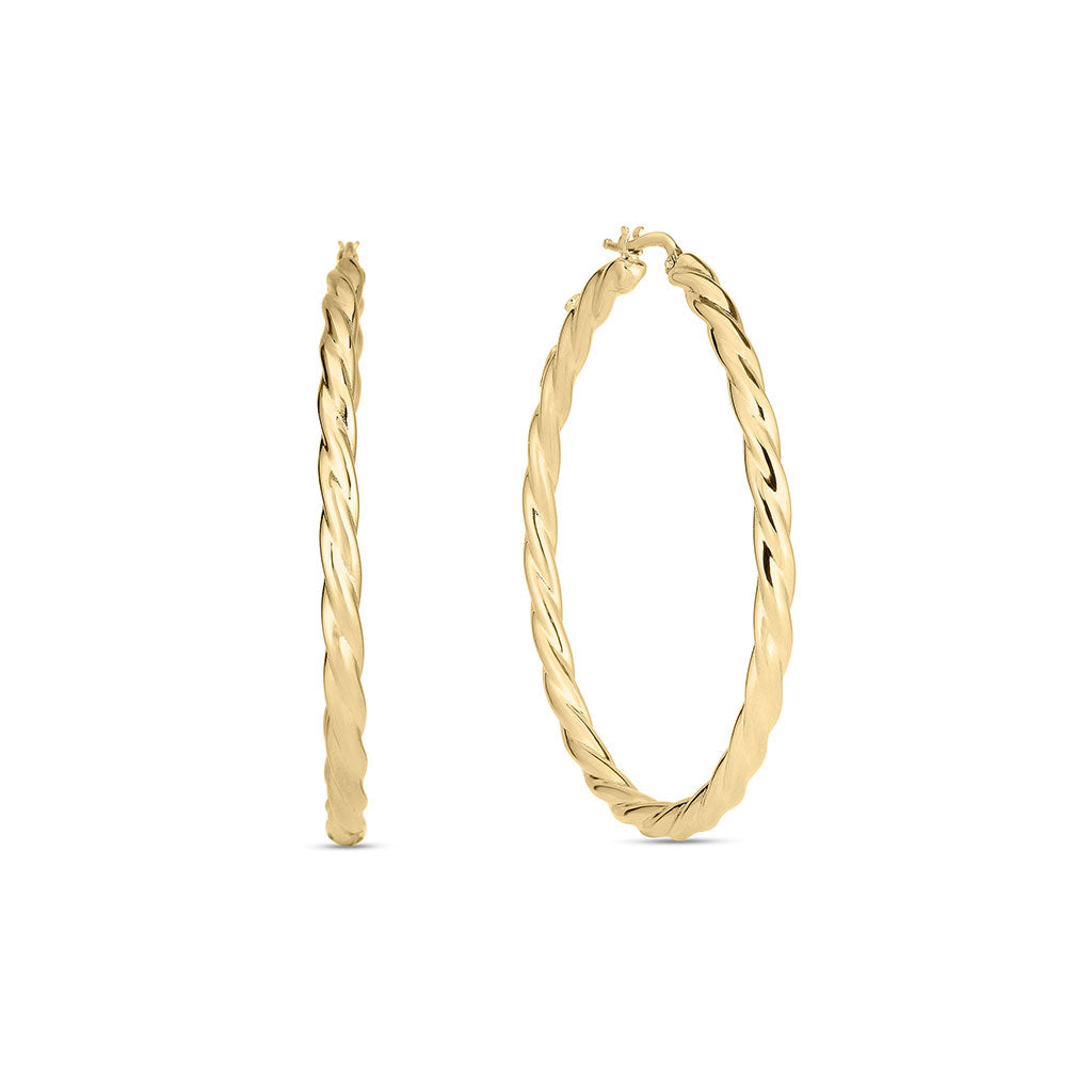 Roberto Coin 18K Gold Twisted Hoops | Zadok Houston