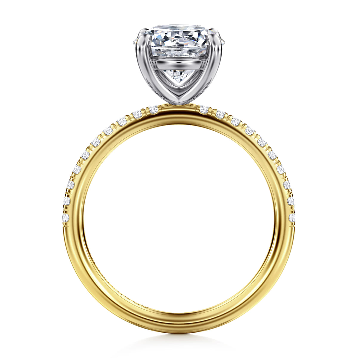 Twain 14K Yellow-White Gold Round Diamond Engagement Ring (Setting Onl